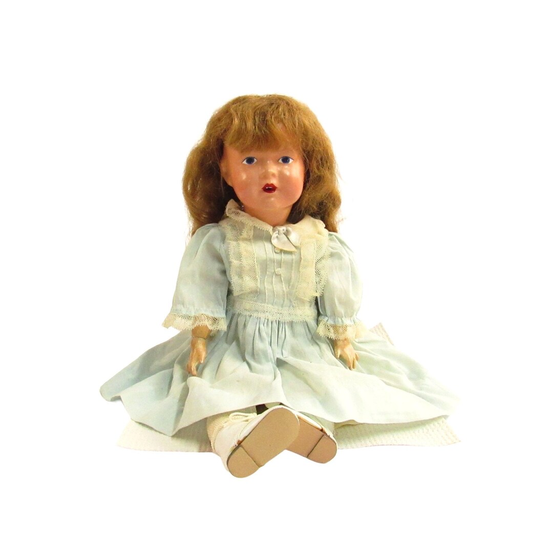 Antique Effanbee Mary Jane Composite Doll Painted Eyes Fully Jointed 18 ...