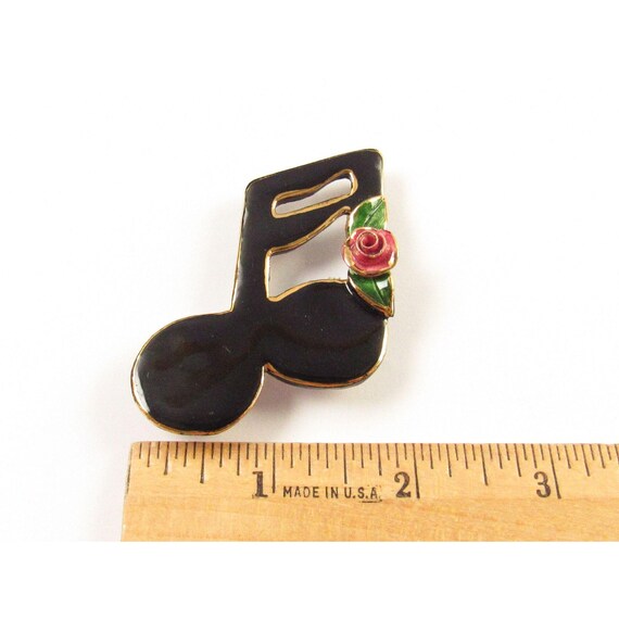 Artisan Crafted Musical Note with Rose Ceramic Brooch… - Gem