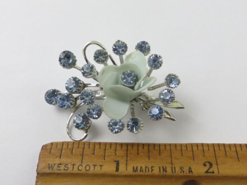 Darling Blue Rhinestone Atomic Flower Brooch Etsy