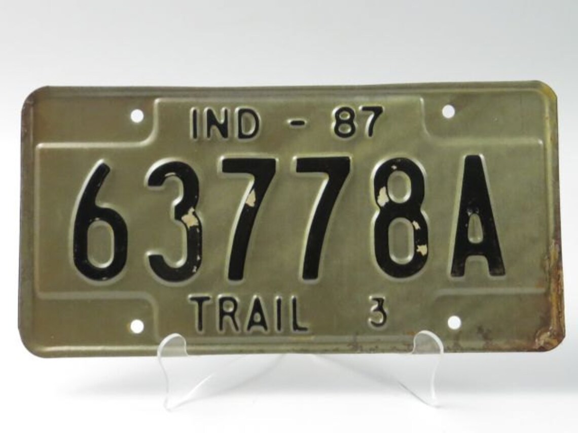 1987 Indiana Trailer License Plate Hoosier State Garage Man - Etsy