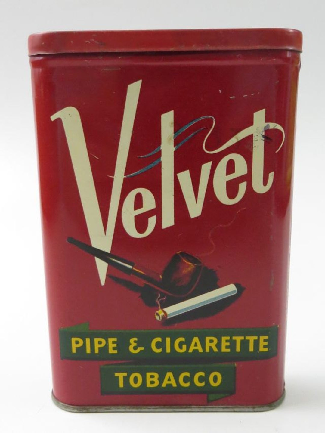 Velvet Pipe & Cigarette Tobacco Vertical Pocket Tin With Hinged Lid ...