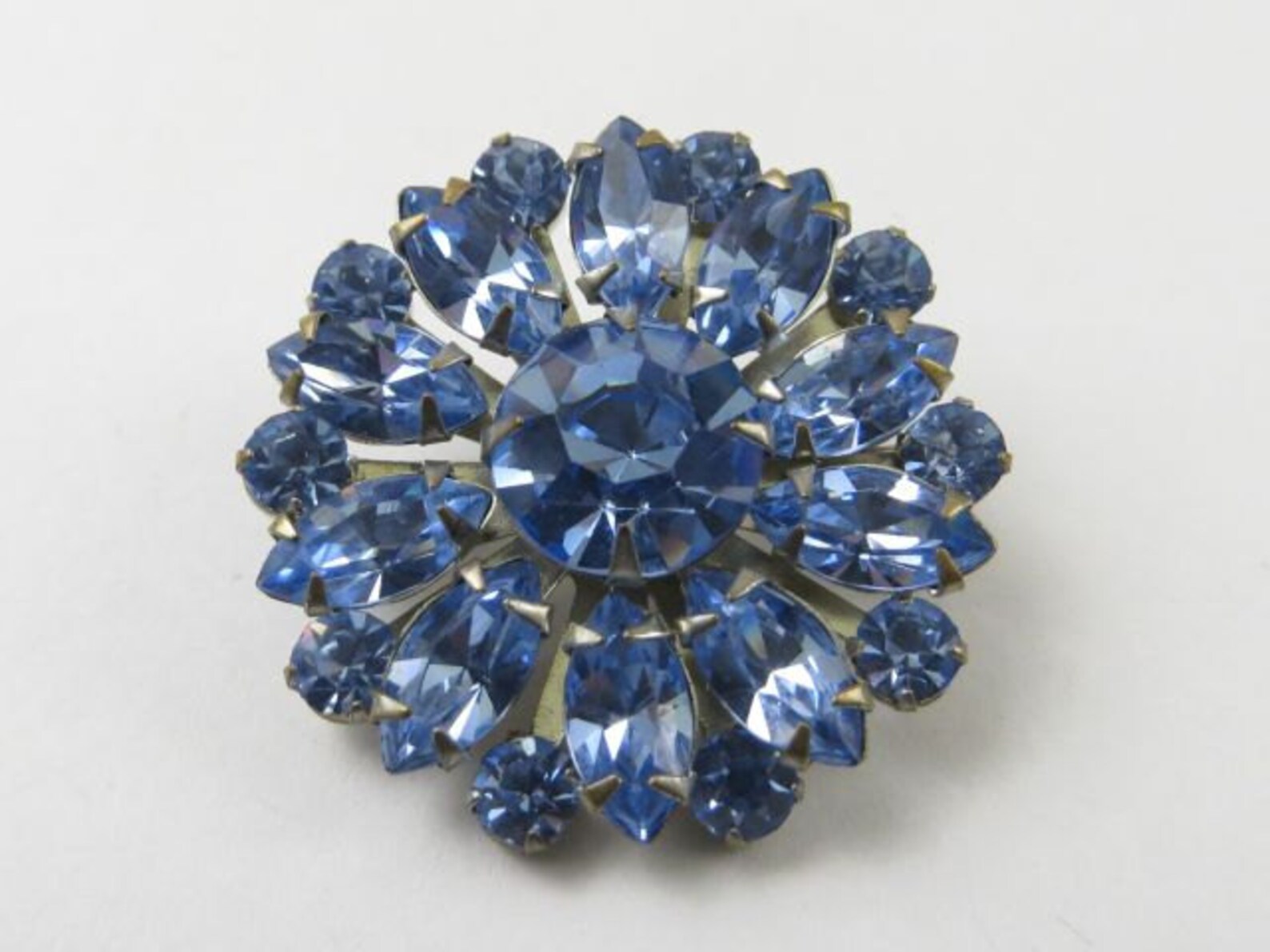 Vibrant Ice Blue Rhinestone Brooch in a Silver Tone Setting | Etsy