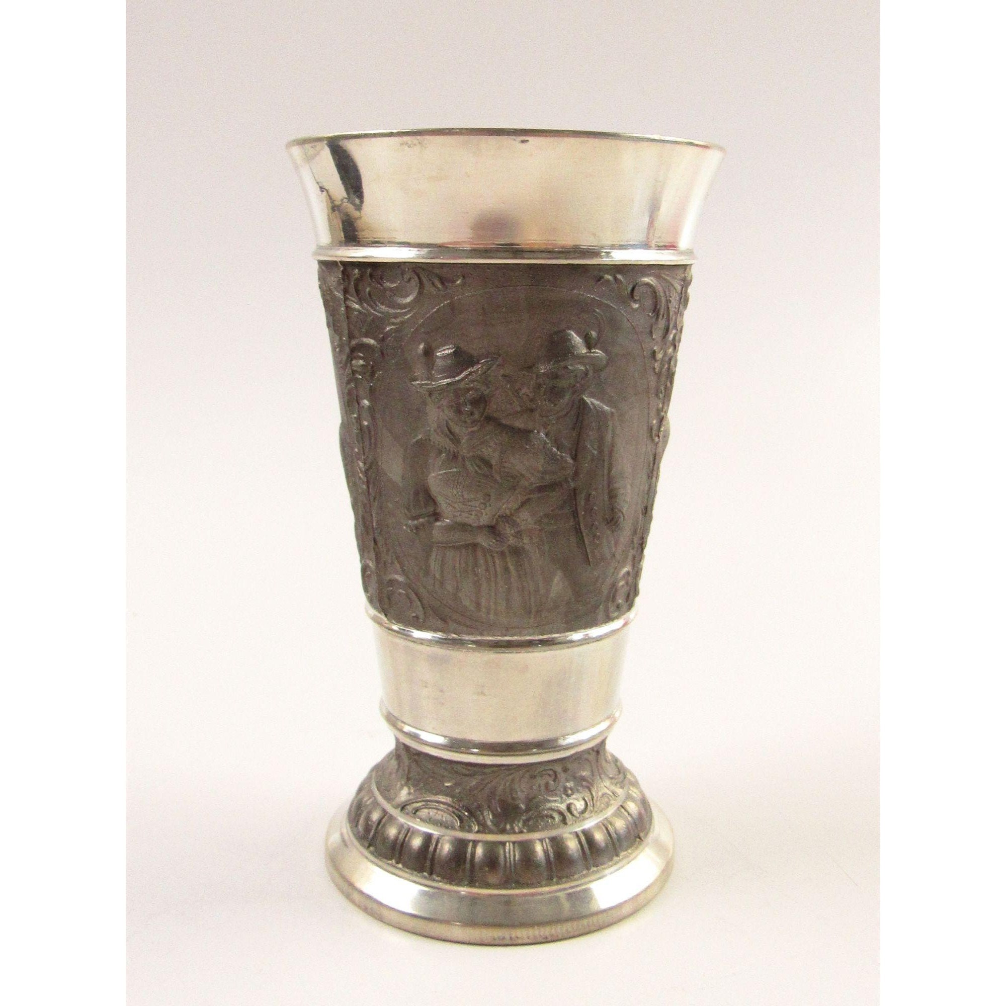 Vtg Zinn Becker Pewter Wine Cup with 3 Scenes in Relief | Etsy