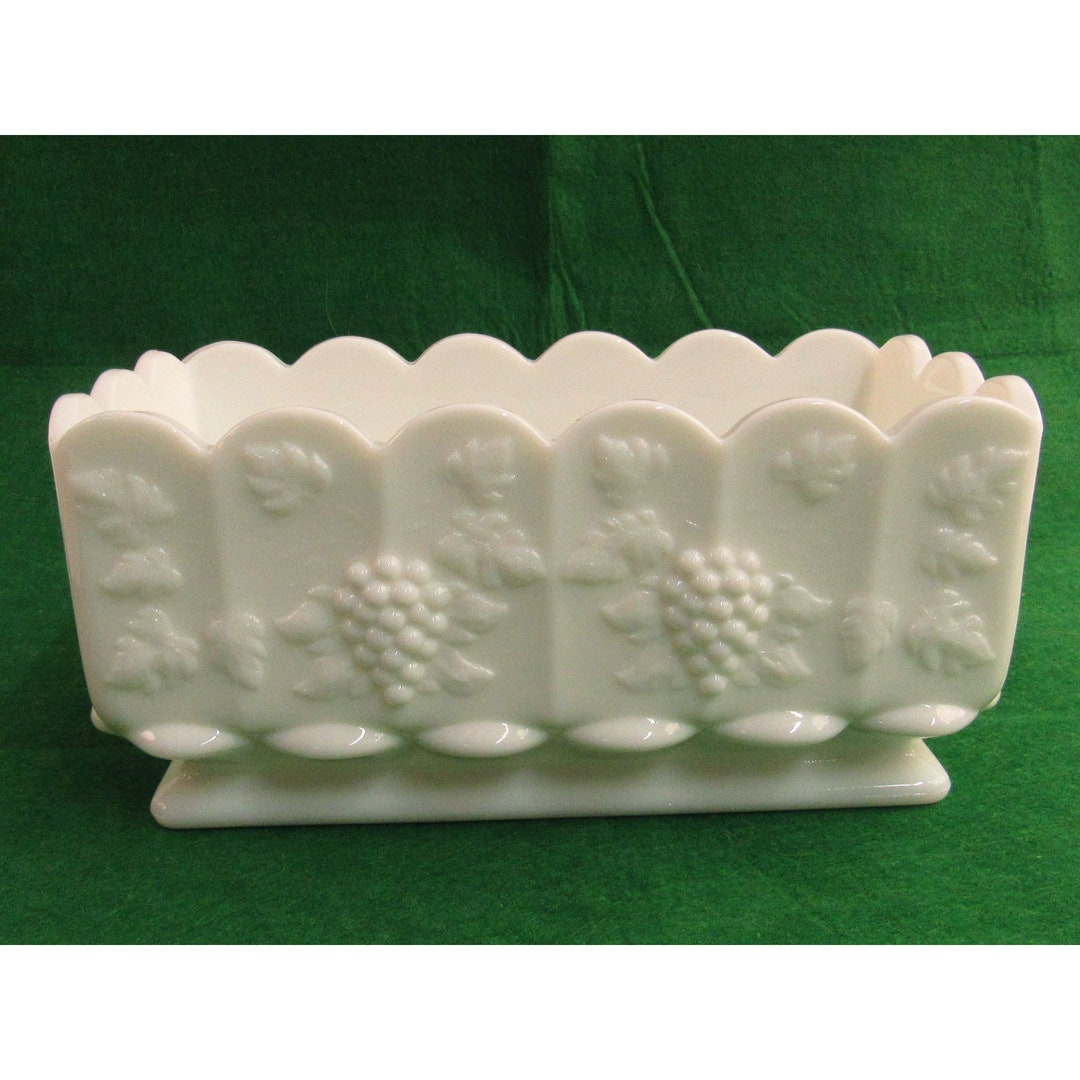Westmoreland Milk Glass Window Box Planter Paneled Grape Pattern G552 ...