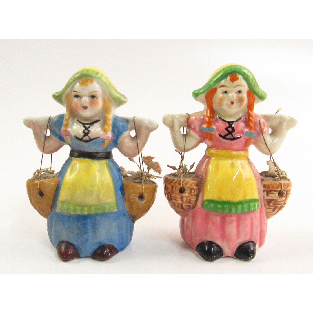 Vintage Dutch Maids Figurines With Baskets X2, Made in Japan E214 - Etsy