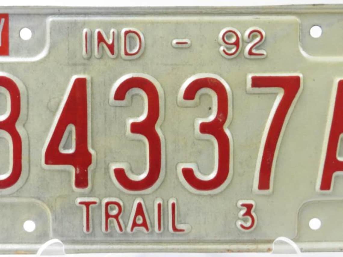 1992 Indiana Trailer License Plate Craft Supply Wall Decor | Etsy