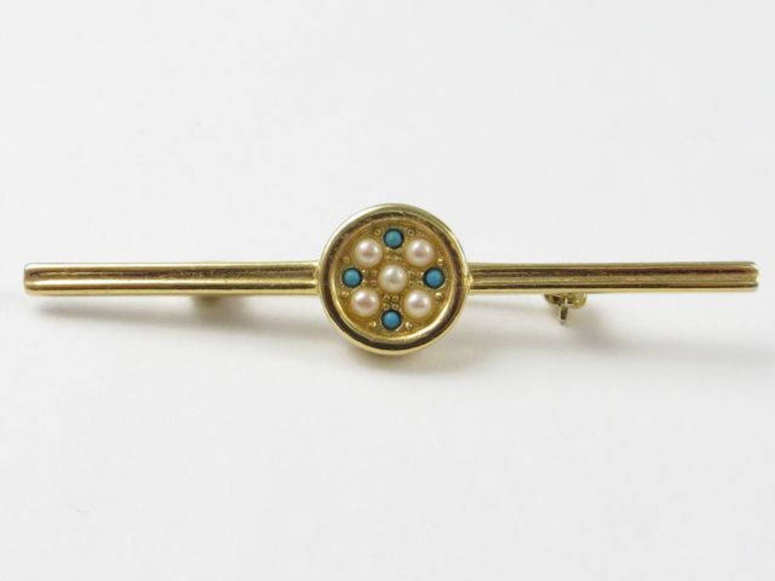 Sphinx Bar Brooch, Seed Pearl and Faux Turquoise Accents MM359X - Etsy