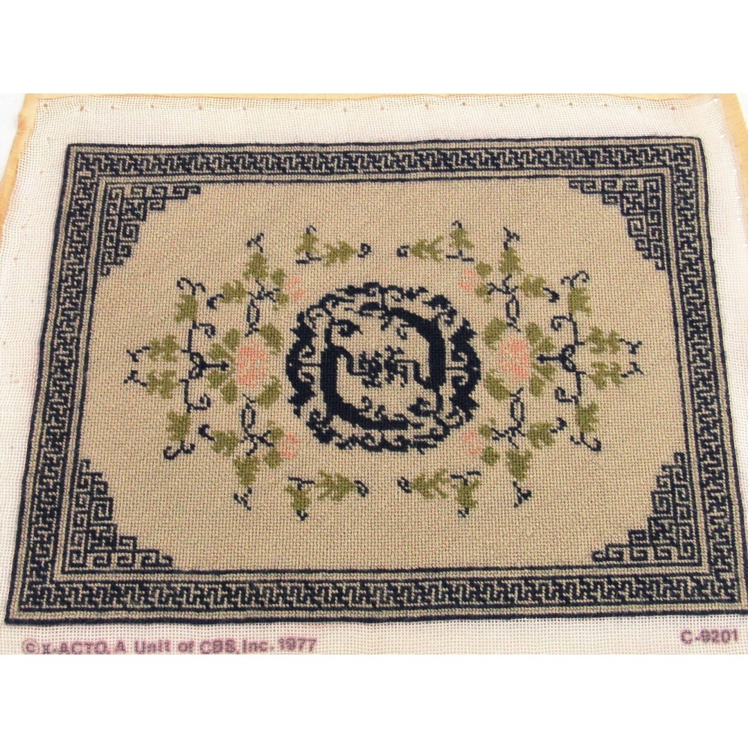 Artisan Crafted Petit Point Needlepoint Rug 12 X 8.75 for Dollhouse ...