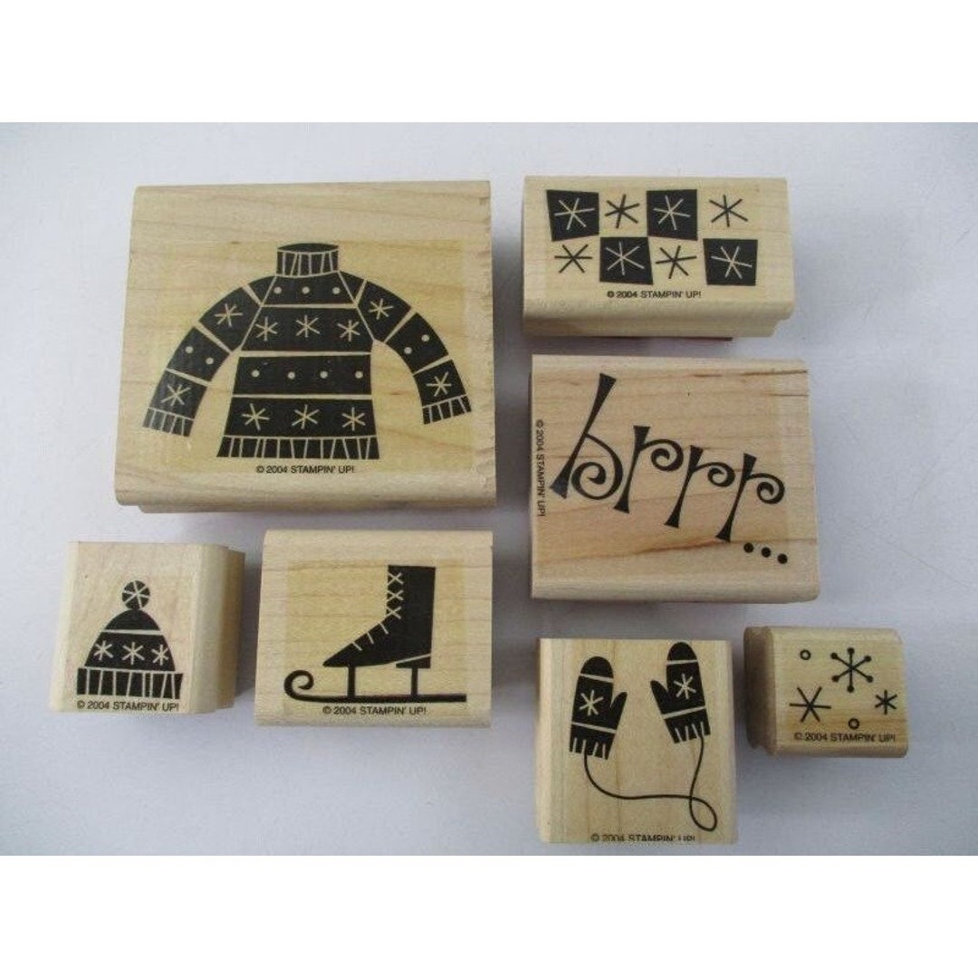 Stampin up Bundle up Winter Themed Set of 7 Rubber Stamps SP453 - Etsy
