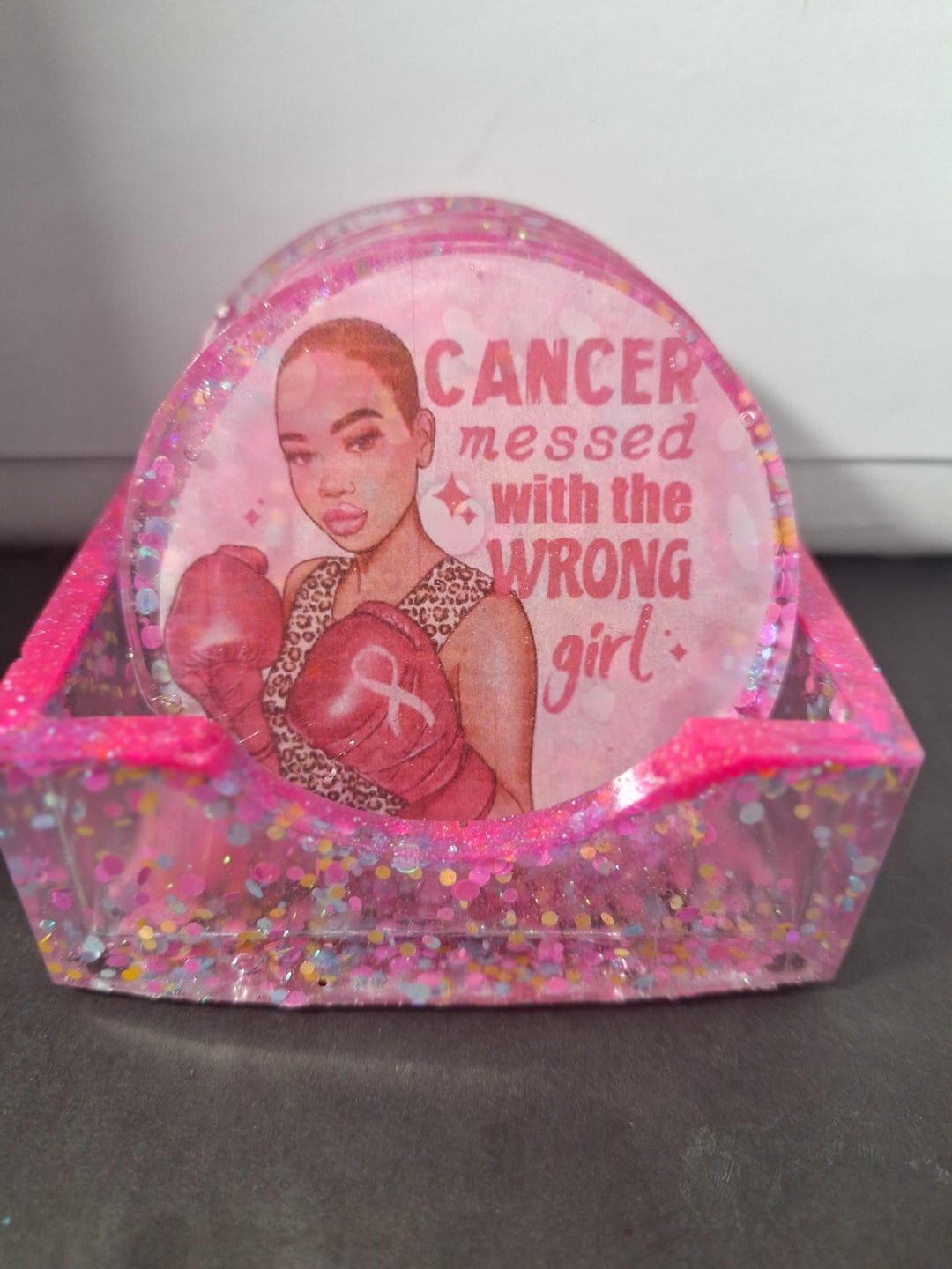 Breast Cancer Awarness Coaster Set - Etsy
