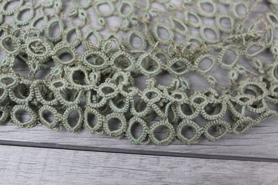 Antique Cloche Hat Boudoir Nightcap Green Corded Tatt… - Gem