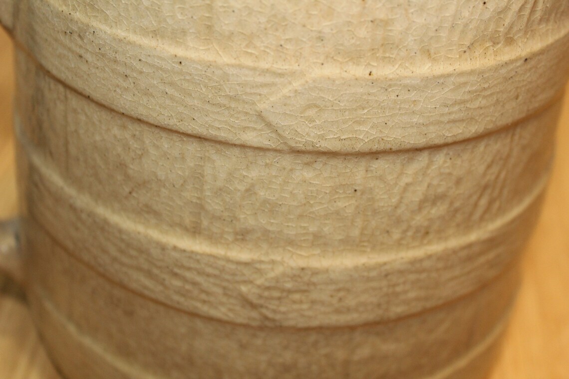 Antique Farmhouse Stoneware Barrel Shape Pitcher Beige With | Etsy