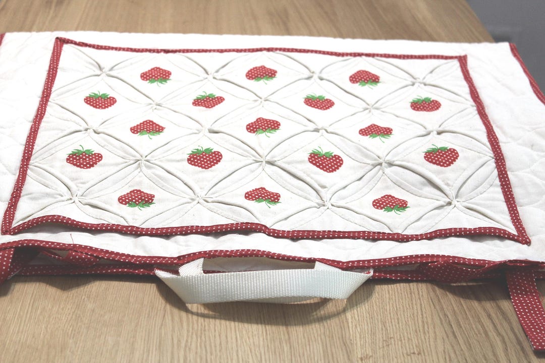 Strawberries Closet Organizer Hand Made Vintage Quilted Compartment ...