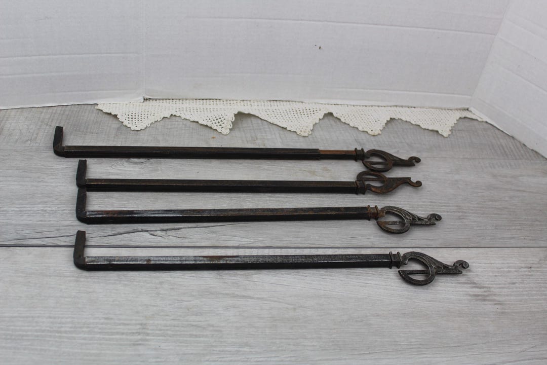 Antique Curtain Rods Ornate Metal Silver and Brass Tone No Brackets Lot ...
