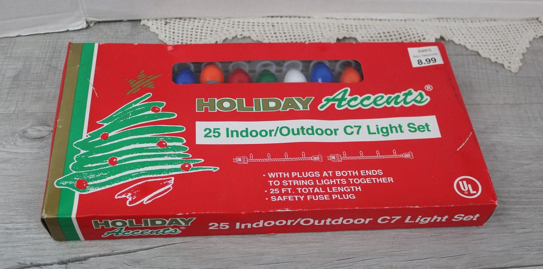 Vintage Christmas String Light Set Original Box 25 Indoor/outdoor NIP ...