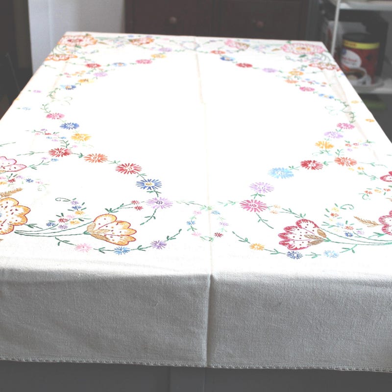Embroidered Tablecloth - Etsy