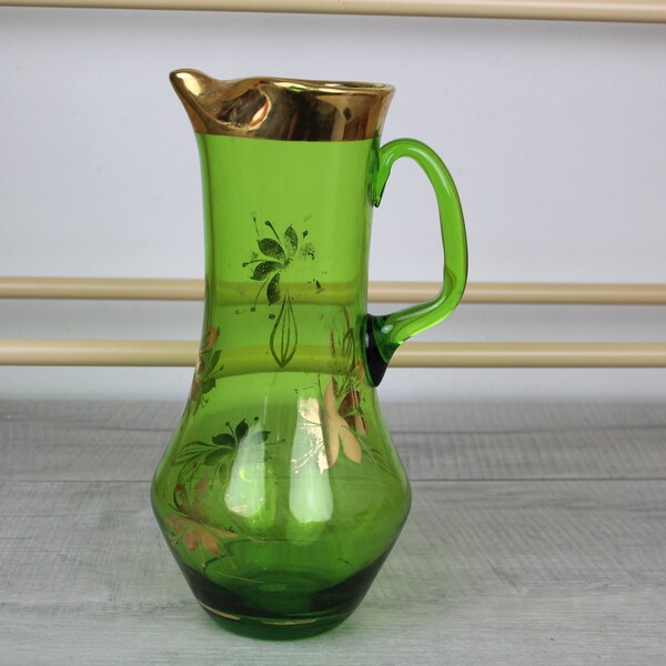 Glass Pitcher With Gold Rim - Etsy