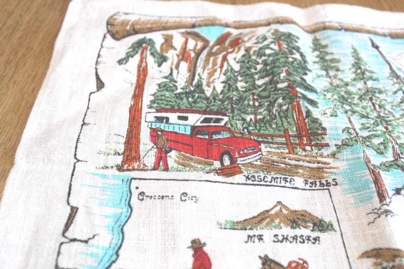 Vintage California Map Linen Tea Towel - Etsy