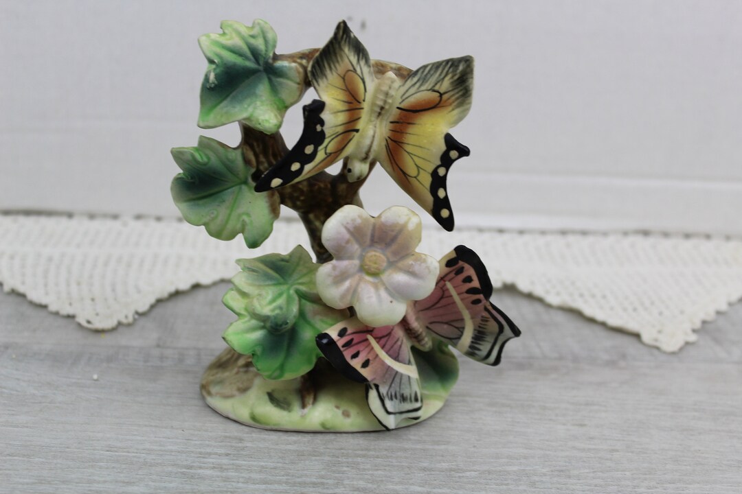Vintage Butterfly Ceramic Figurine Statue Ucagco Japan Knick Knack Home ...