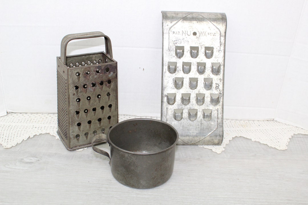 Farmhouse Bundle Tin Mug Hand Held Small Grater Nu Wa Grater Primitive ...