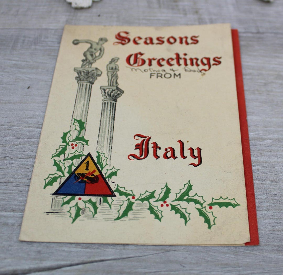 Vintage Christmas Card Greetings From Italy 1940's WW2 9th Infantry ...