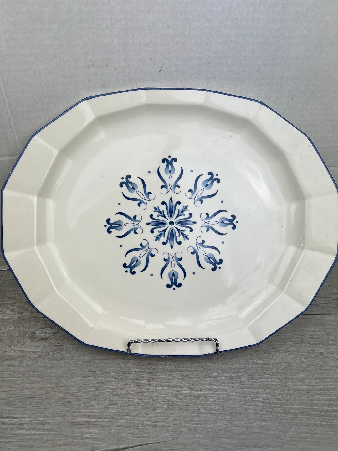 Harkerware Platter Oval Shape in Blue Dane Pattern Ovenproof USA - Etsy