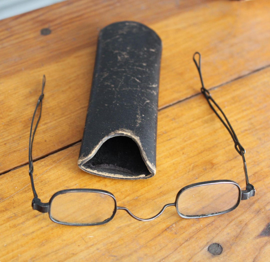Antique 1800's Eyeglasses Wilcox Signed Extension Arms Metal Loops With ...