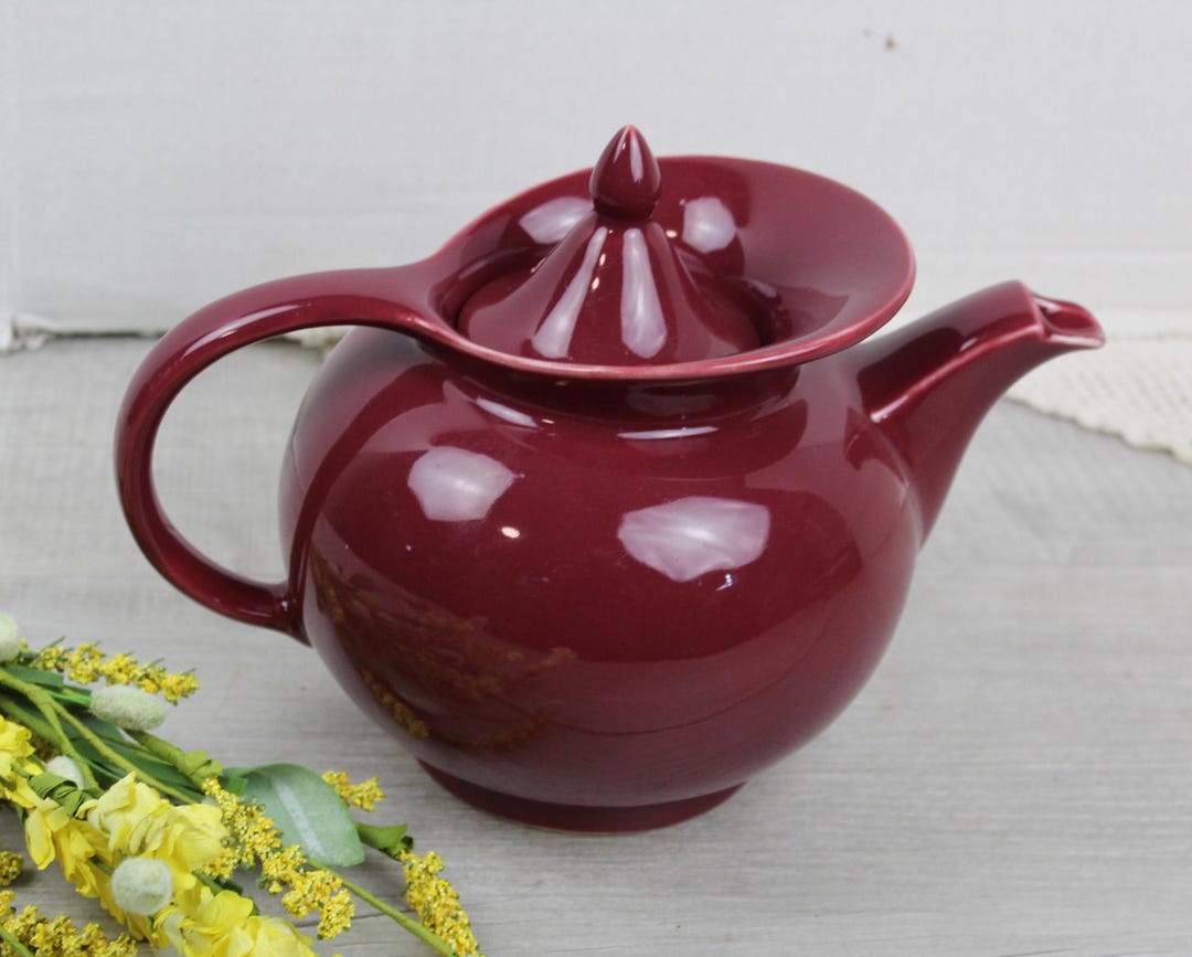 Hall Teapot Vintage Windshield Style Maroon Made in USA 4 Cups - Etsy