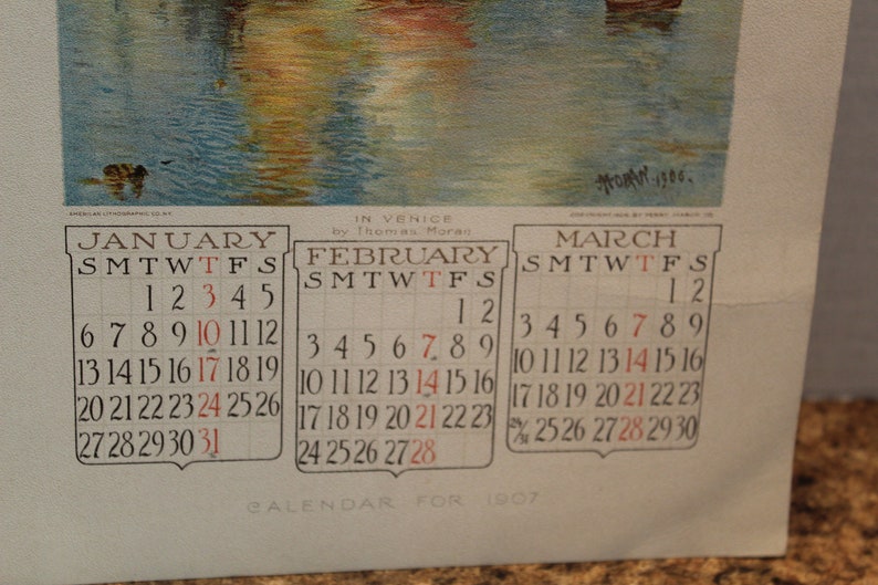 Antique Calendar Wall Lithograph 1907 the Youth's - Etsy