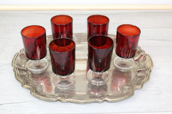 Ruby Red Stemware Glasses Luminarc France Mid Century 4 - Etsy