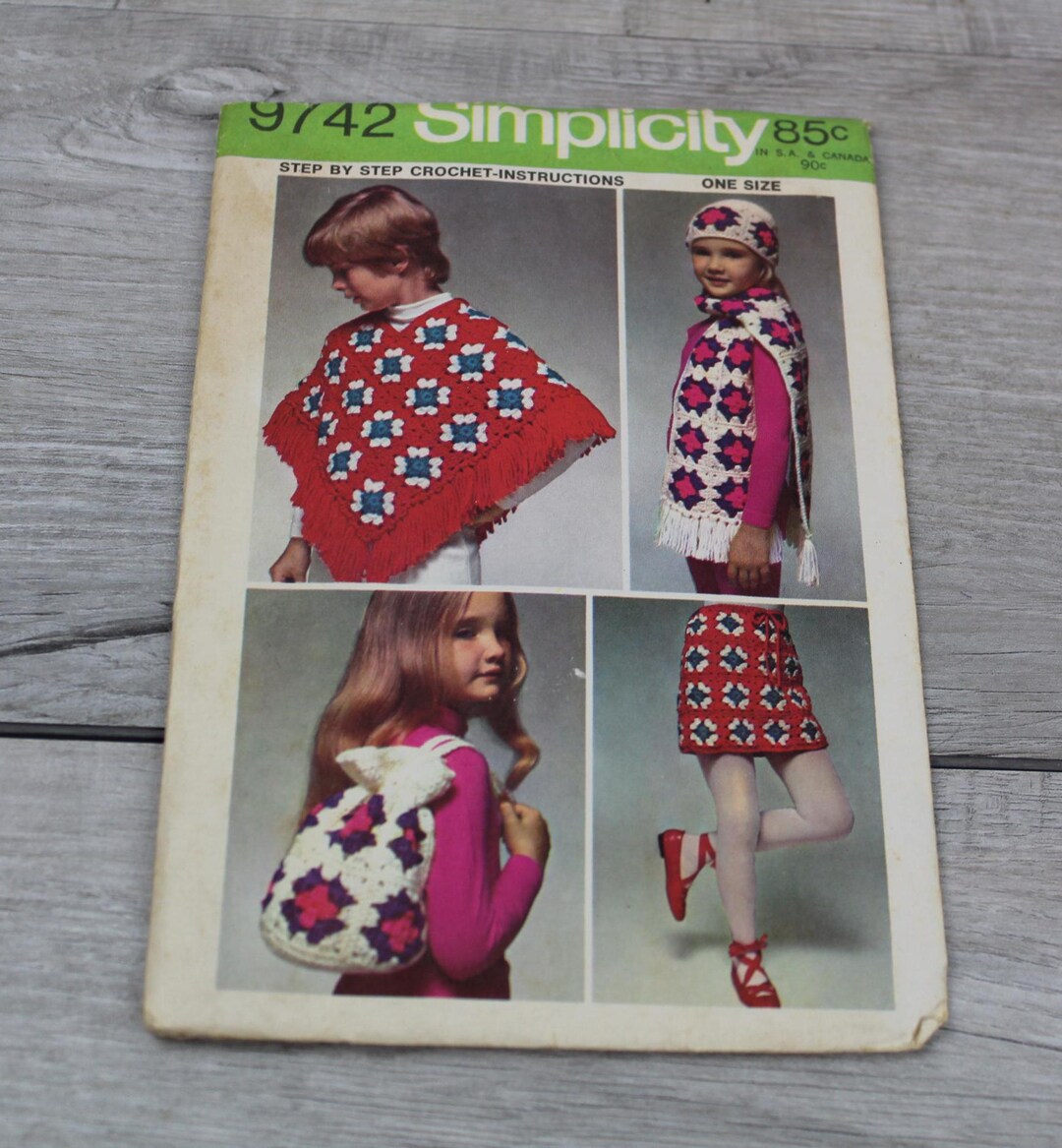 Crochet Pattern Instrutions Simplicity #9742 Girls Sizes 4-14 Year 1971 ...