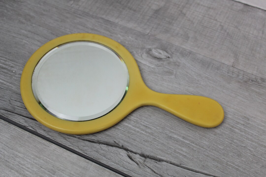 Vintage Mirror Hand Held Celluloid Pyraline Beveled Mirror Vintage ...