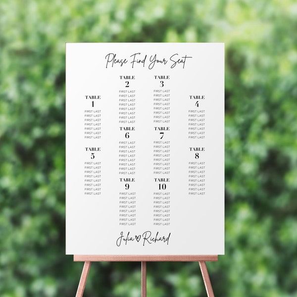 Seating Chart Foam Board Sign - Etsy