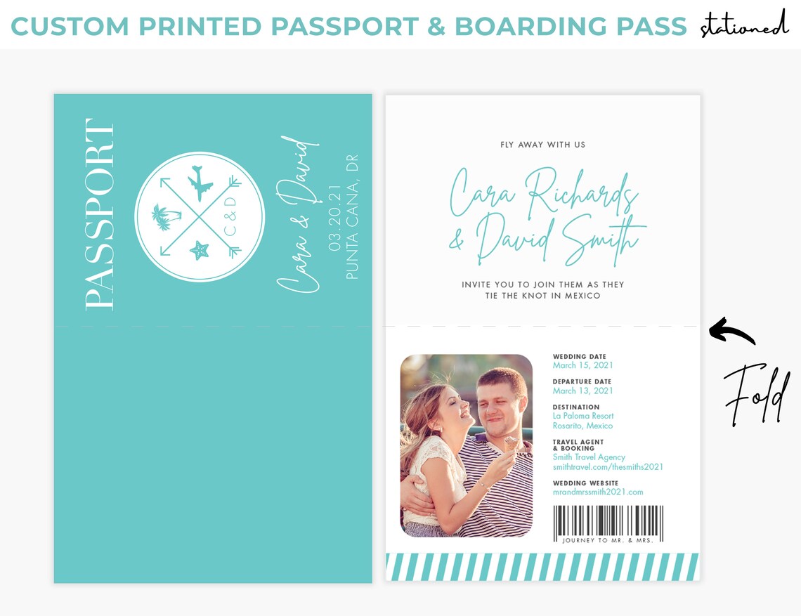 Printed Passport Wedding Invitation & Envelope | Destination Wedding ...