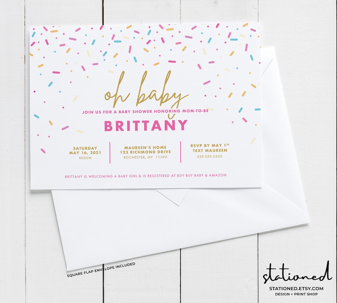 Printed Baby Sprinkle Shower Invitations With Envlopes - Etsy