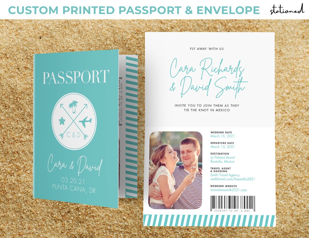 Printed Passport Wedding Invitation & Envelope | Destination Wedding ...