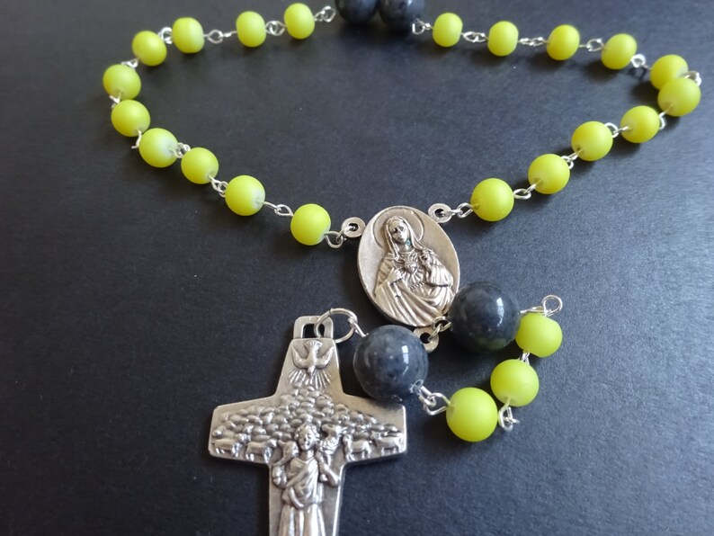 Neon Yellow Catholic Beaded Rosary With Good Shepherd Crucifix - Etsy