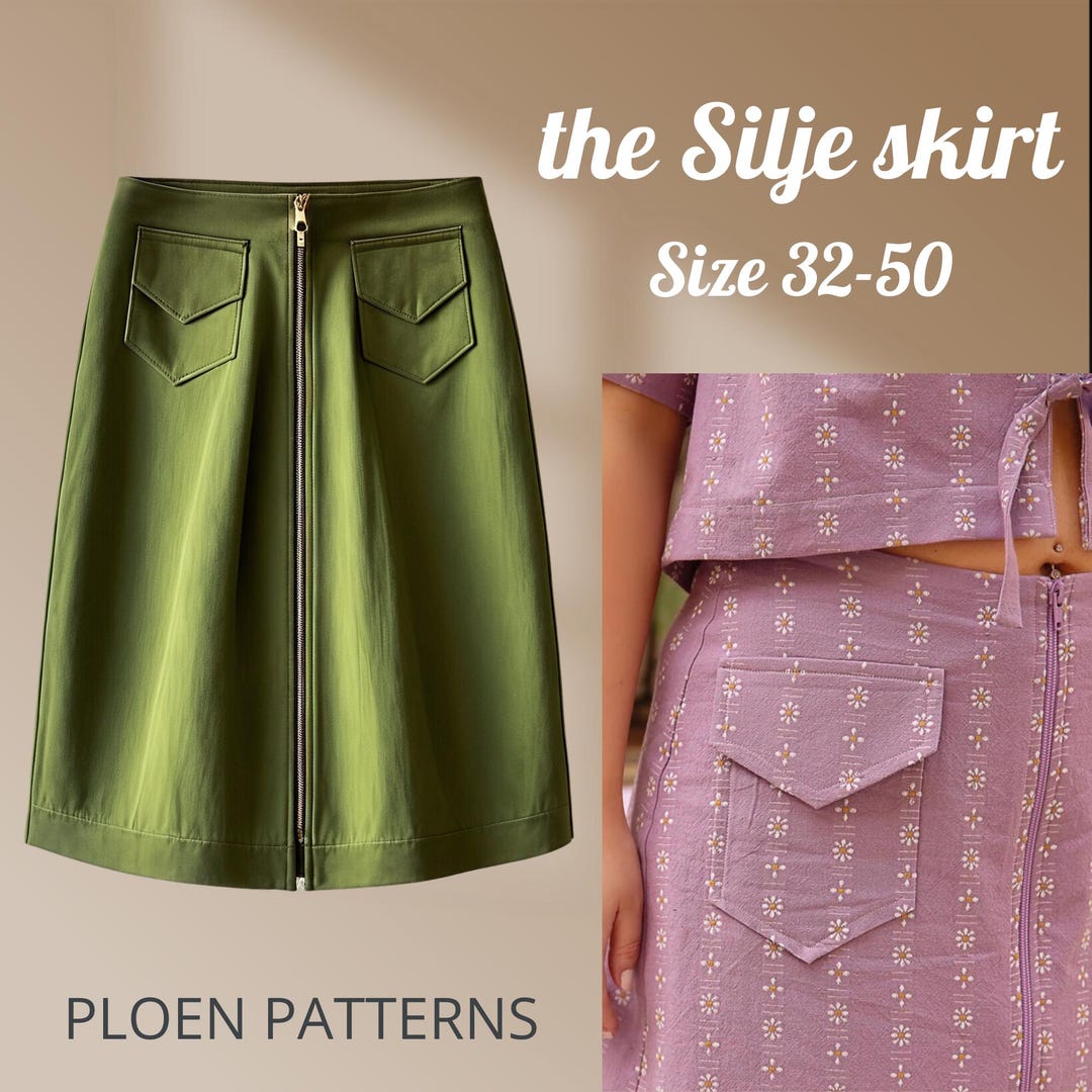 Silje Skirt Paper Sewing Pattern EU 32-50 Women's Zipper Skirt Patch ...