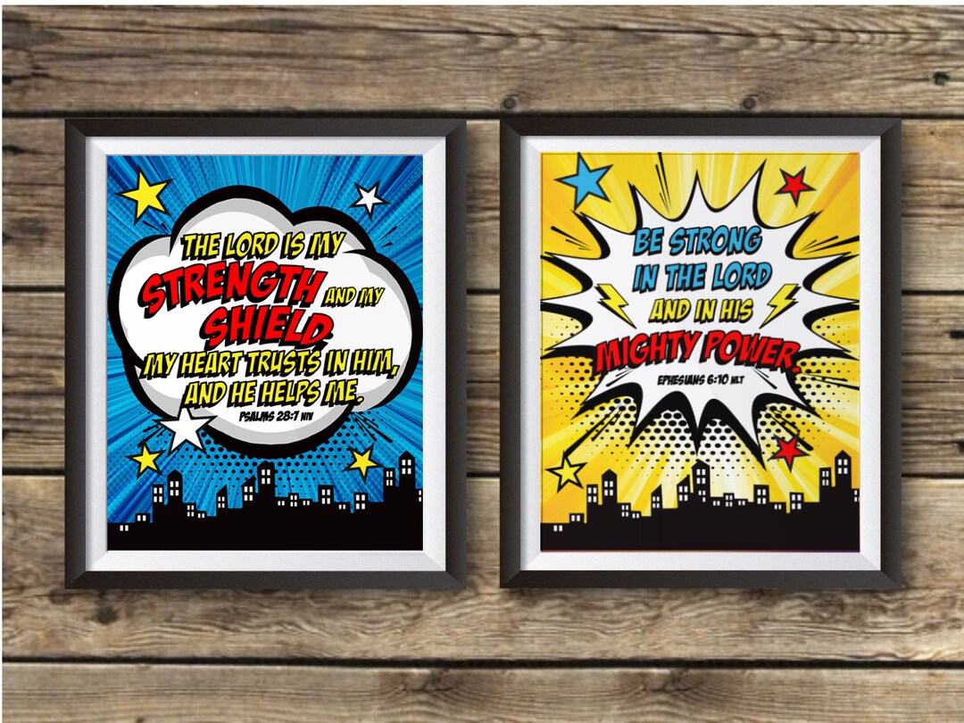 Printable Scripture Superhero Wall Art Signs PDF Bible Verse Religious ...