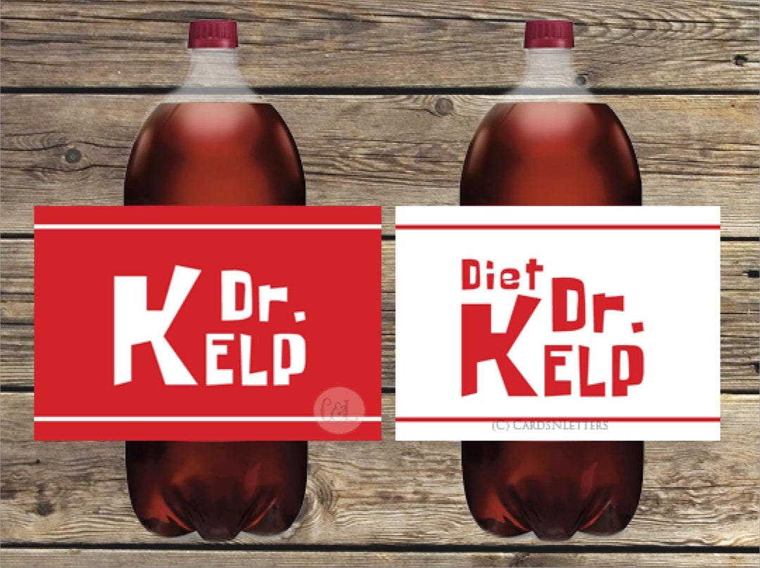 2-liter Diet Dr. Kelp Soda Under the Sea Luau Drink Bottle Labels ...