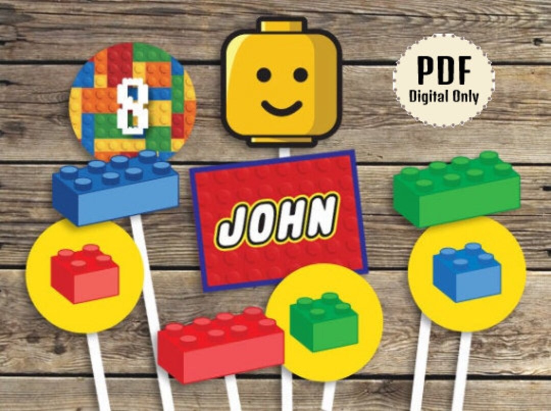 Printable Custom Brick Building Block Party - Sign - Centerpiece Photo ...