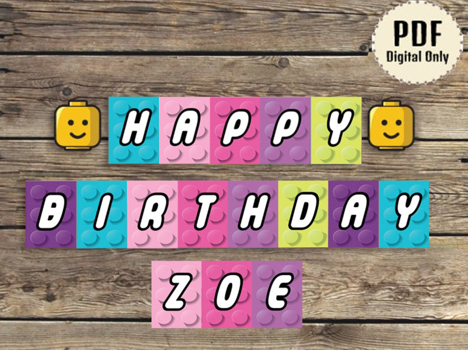 Printable Custom Brick Building Block Party Sign Banner | Etsy