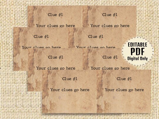 Editable Printable Mystery Clue Cards Birthday Romantic Party - Etsy UK