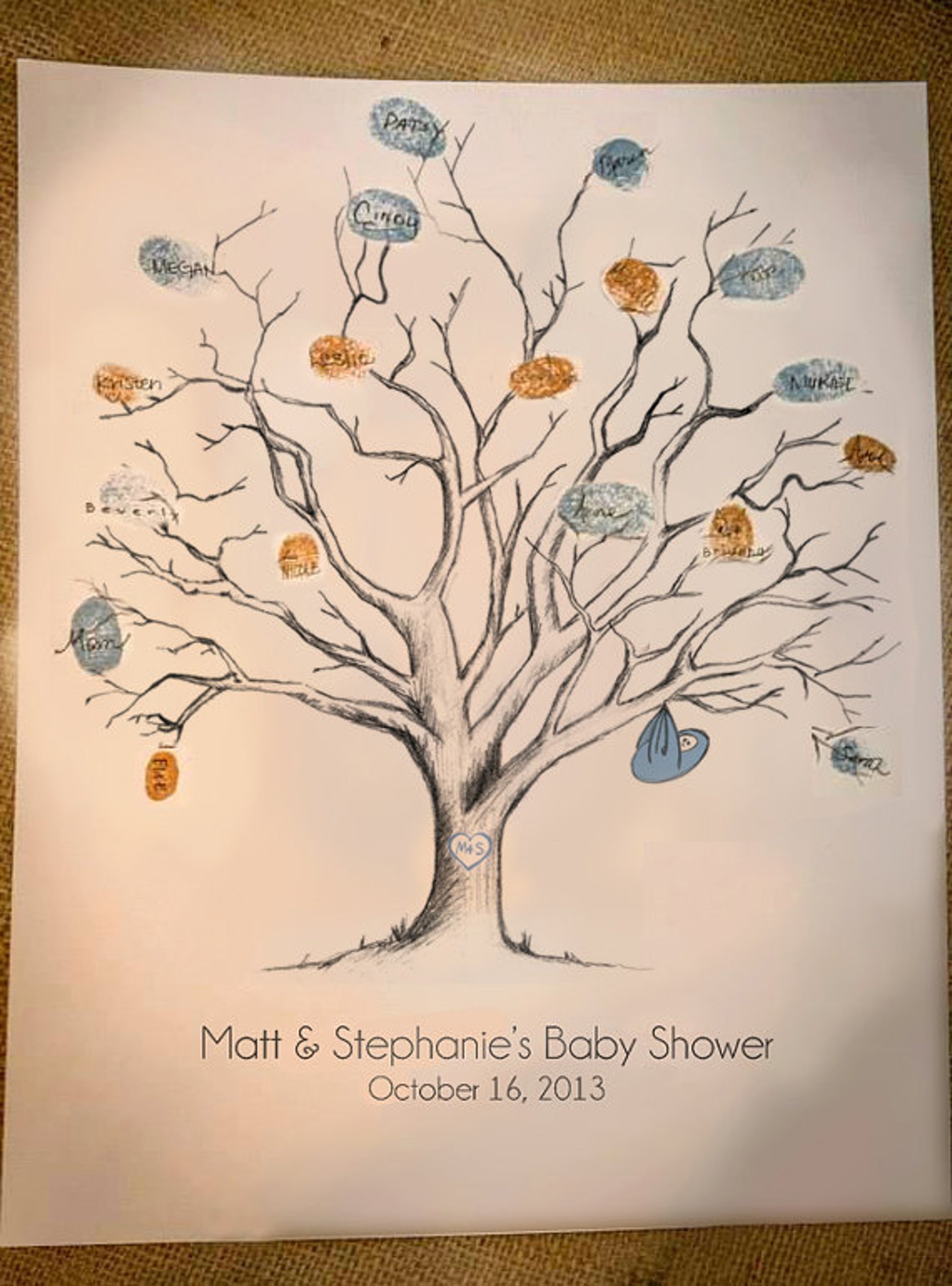 Printable Hand-Drawn Baby Shower Fingerprint Tree Guestbook | Etsy