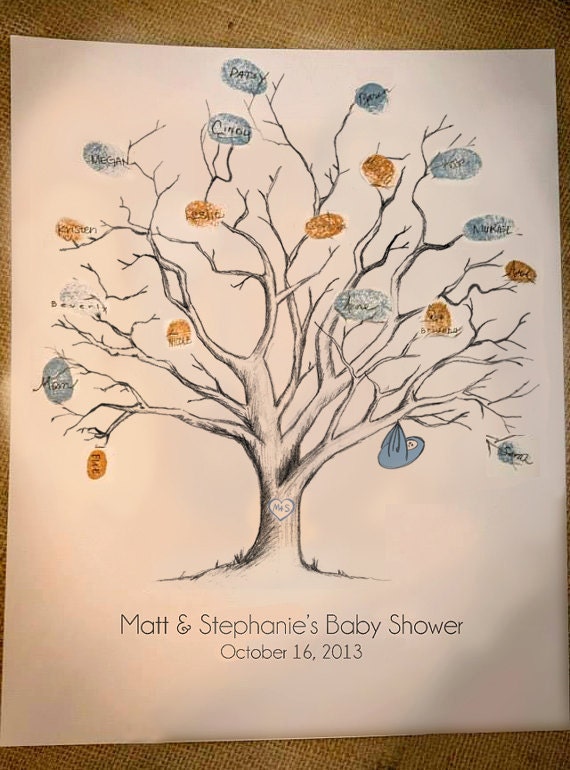 Printable Hand-drawn Baby Shower Fingerprint Tree Guestbook - Etsy Canada