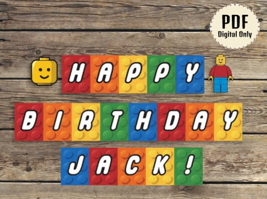 Printable Custom Brick Building Block Party - Sign - Banner Sign Decor ...
