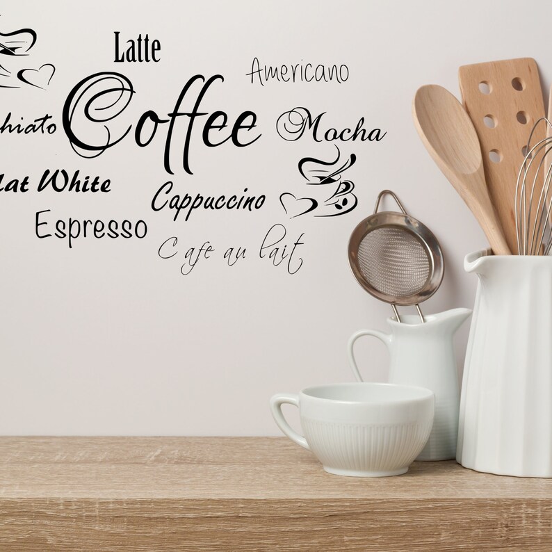 Coffee Word Cloud for Kitchen Cafe Wall Sticker Graphic - Etsy