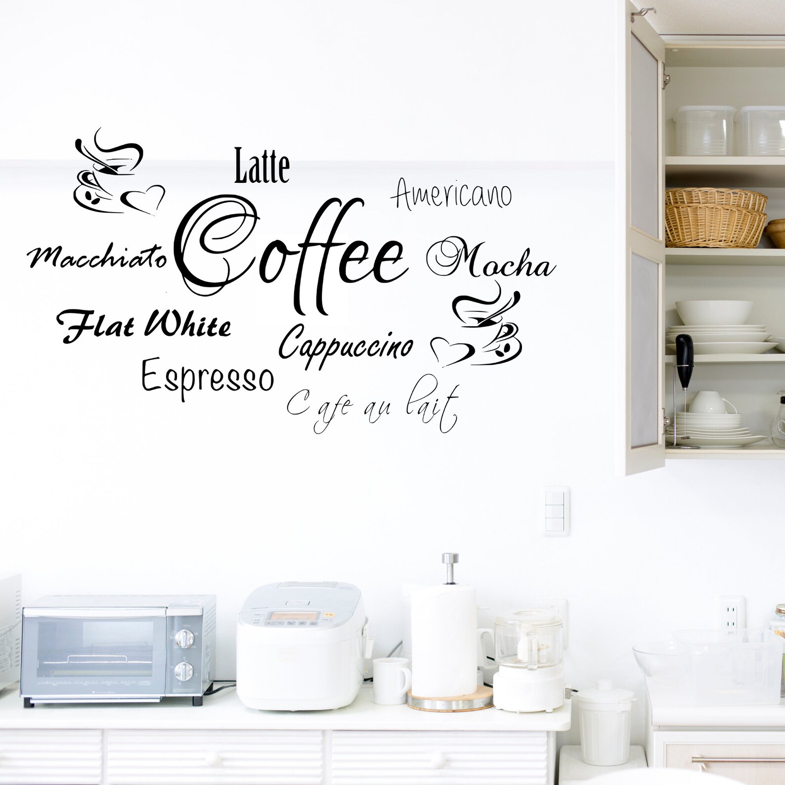 Coffee Word Cloud for Kitchen Cafe Wall Sticker Graphic - Etsy