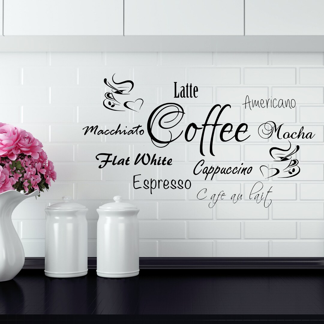 Coffee Word Cloud for Kitchen Cafe Wall Sticker Graphic - Etsy
