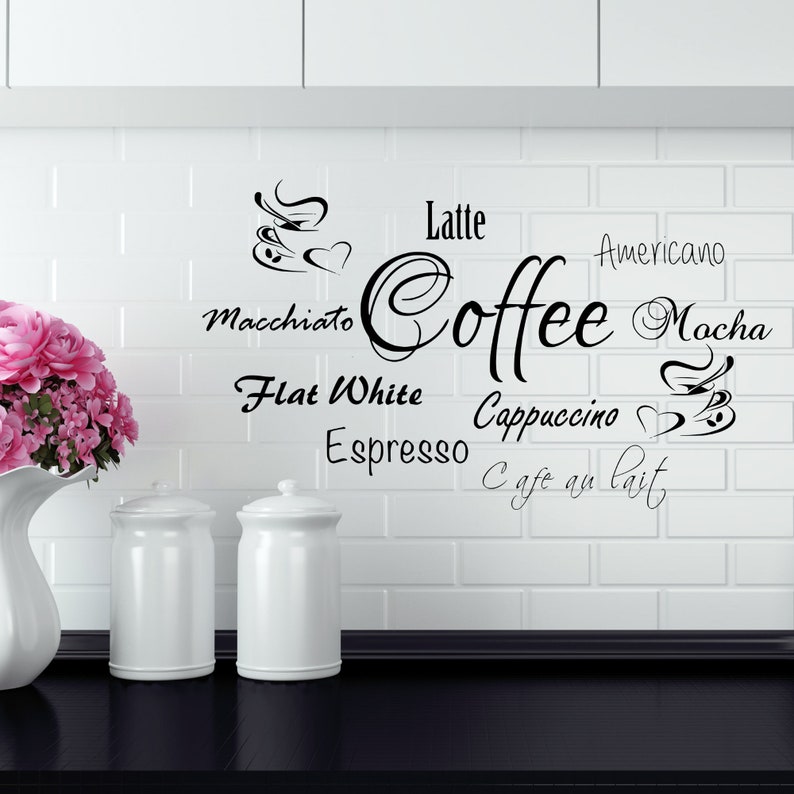 Coffee Word Cloud for Kitchen Cafe Wall Sticker Graphic - Etsy